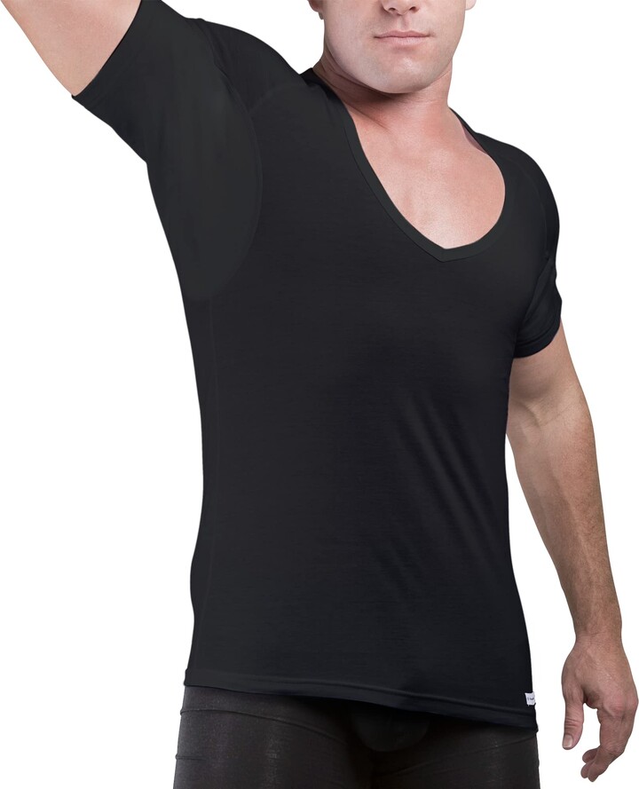 Ejis Sweat Defense Undershirt | Deep V Neck | Underarm Sweat Proof ...