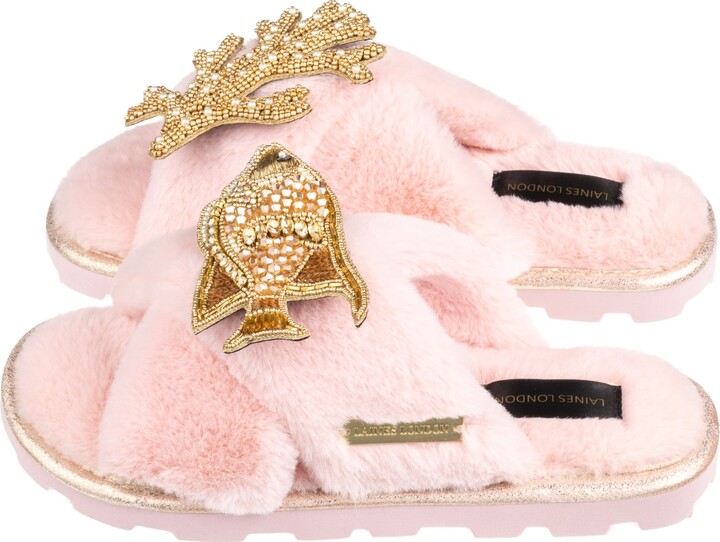LAINES LONDON - Ultralight Chic Slipper Sliders With Artisan Golden ...