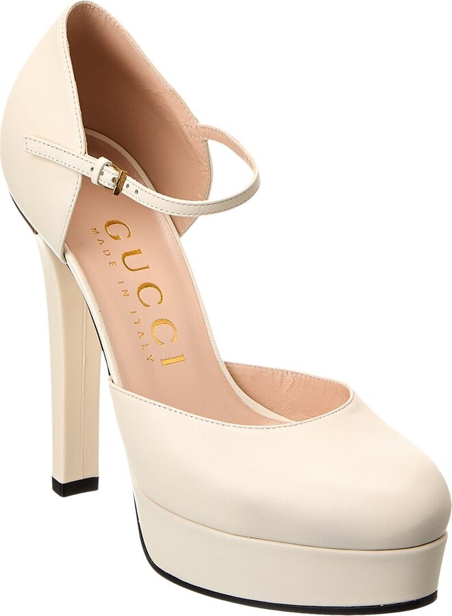 Gucci Logo Leather Platform Pump - ShopStyle