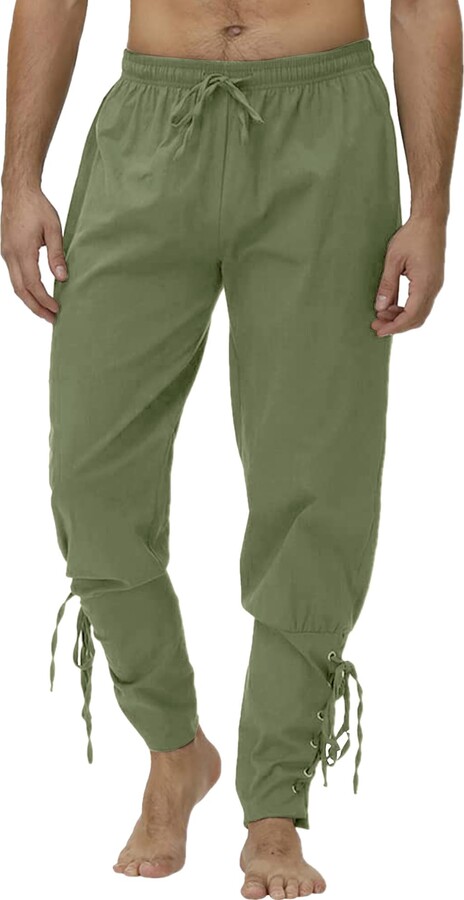 Jacansi Men's Ankle Banded Pants Renaissance Pirate Costume Ankle ...