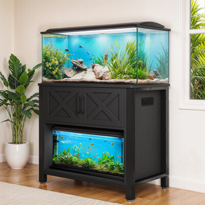 Archie & Oscar 3-in-1 Space-Saving Aquarium Stand with Built-In Storage ...