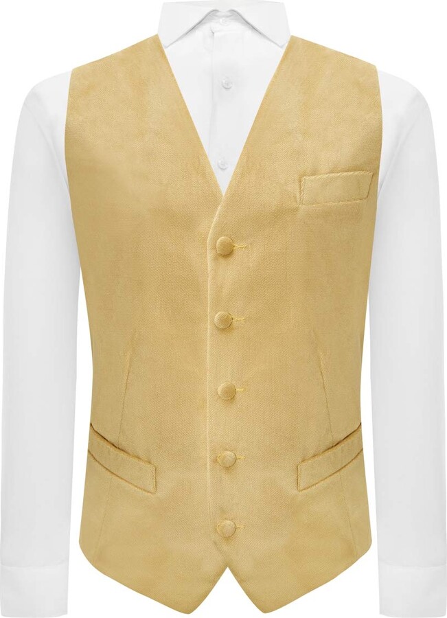 King & Priory Heritage Gold Textured Velvet Waistcoat - XXL - ShopStyle ...