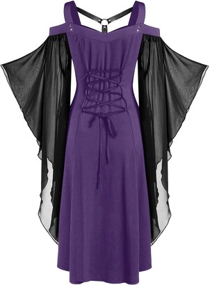 CCOOfhhc Women's Carnival Costume Medieval Wednesday Addams Dress Goth ...
