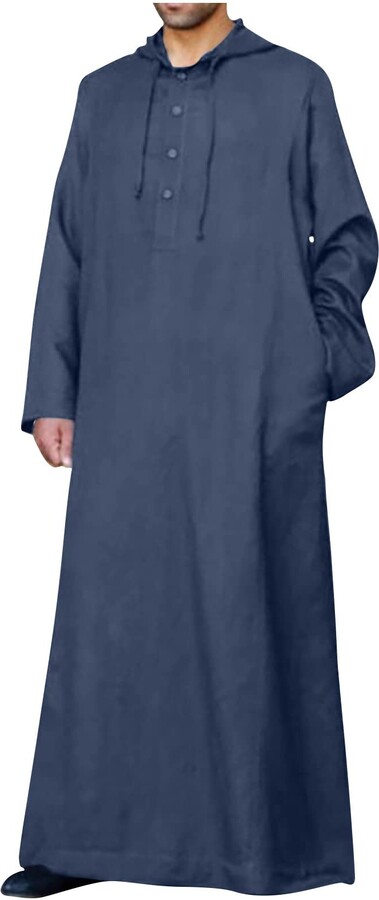 enaamiaz Men's Long Sleeve Lounge Robes Dresses with Pockets Loose ...