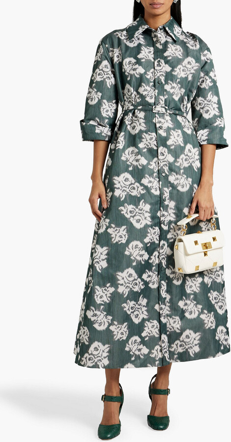Emilia Wickstead Tokyo cutout floral-print faille midi shirt dress - ShopStyle