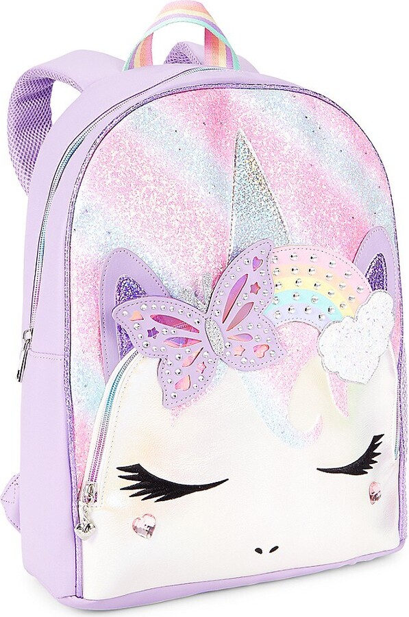 OMG Accessories Girl's Gwen Ombré Glitter Rainbow Unicorn Backpack ...