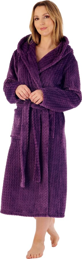 Slenderella HC02319-PP Women's Purple Long Dressing Gown XLarge ...