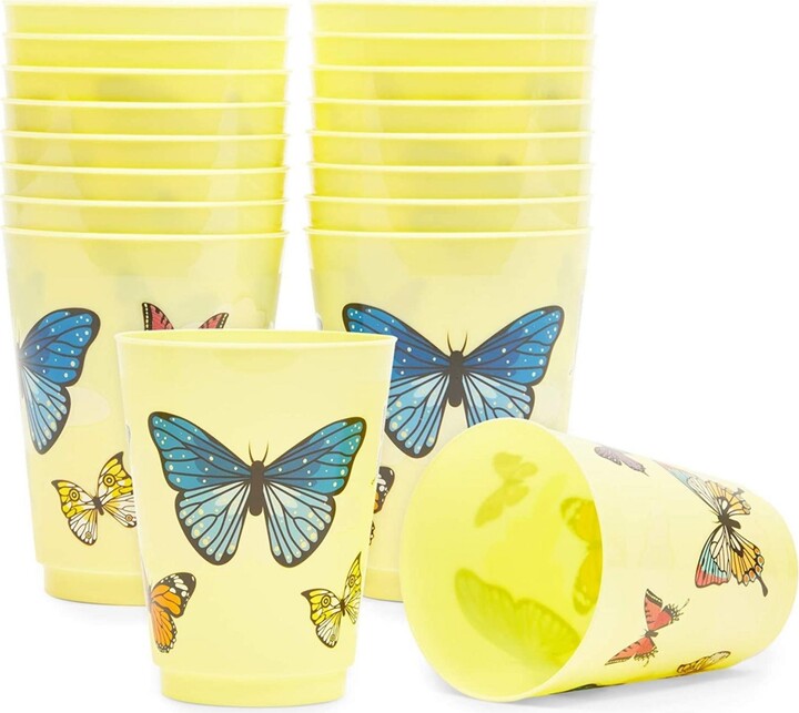 Sparkle And Bash Plastic Cups for Butterfly Birthday Party (16 oz, 16 ...