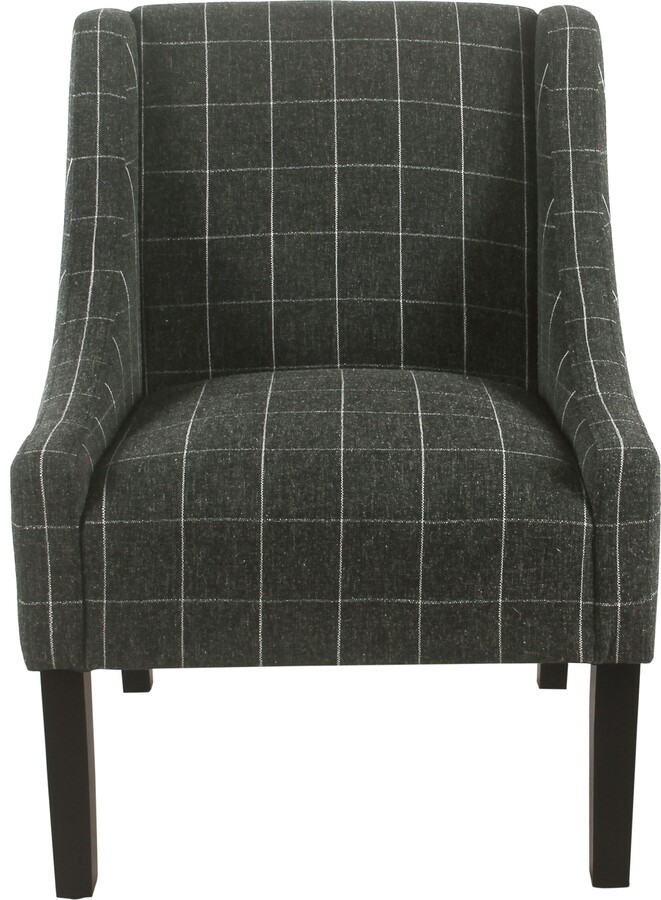 HomePop Modern Swoop Arm Accent Chair - Black Windowpane - ShopStyle