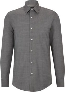 HUGO BOSS Slim-fit shirt in traceable merino wool with stretch - ShopStyle