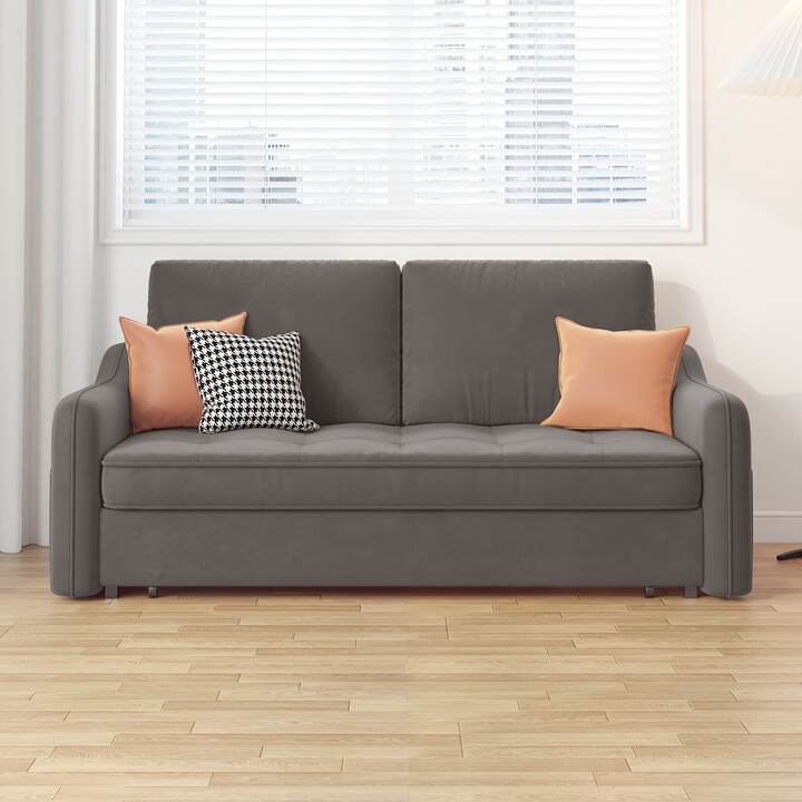JASIWAY Modern Upholstered Loveseat Sleeper Sofa Bed with Storage ...