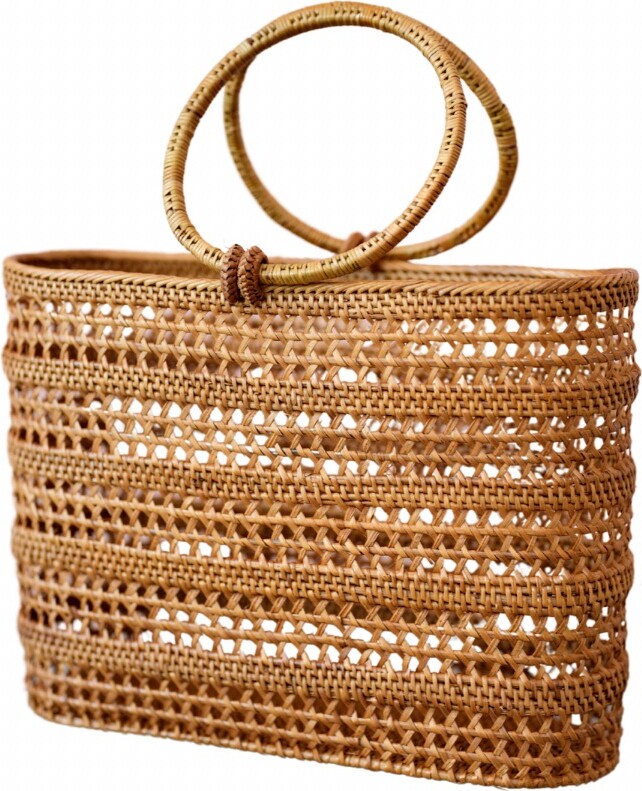 Pink Haley - Margot Round Handle Rattan Tote - ShopStyle