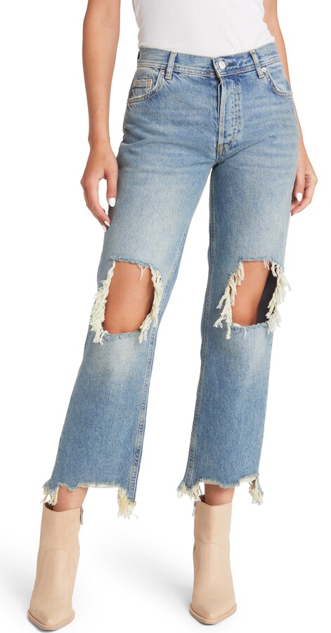 Free People We the Free Maggie Ripped Ankle Straight Leg Jeans - ShopStyle