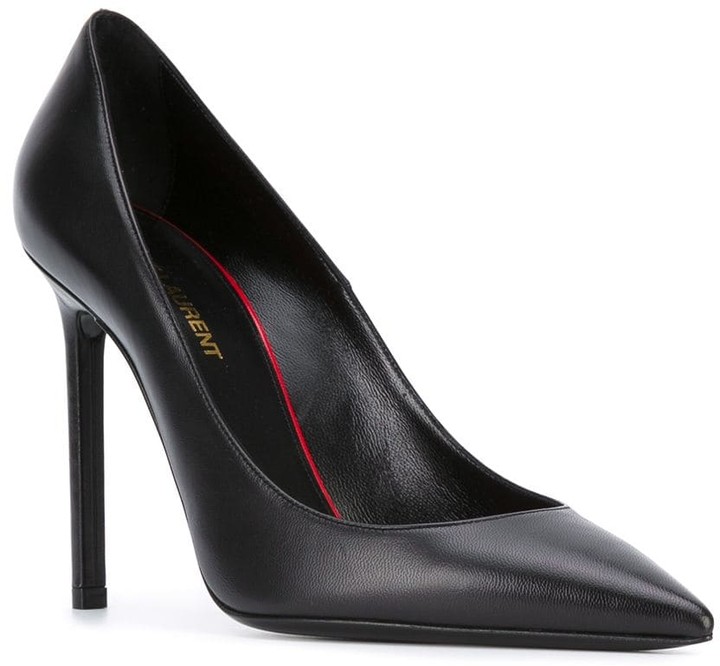 Saint Laurent Black Leather Anja 105 Pump - ShopStyle