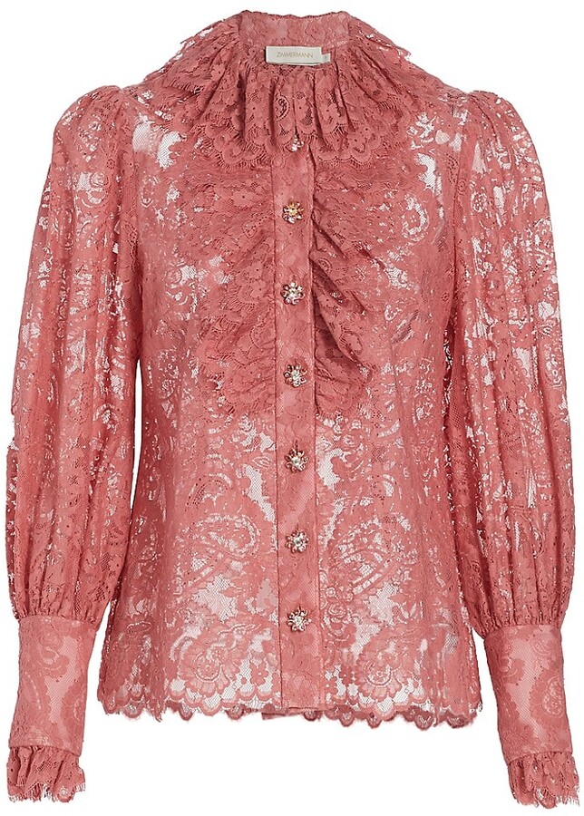 Zimmermann Kaleidoscope Ruffled Lace Blouse - ShopStyle Button Down Shirts