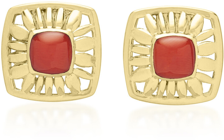 Rush Jewelry Design Droplet Mage 18K Yellow Gold Coral Earrings - ShopStyle