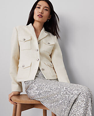 Ann Taylor Petite Tweed Military Jacket - ShopStyle