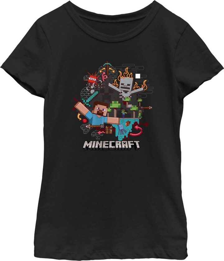 Microsoft Girl's Minecraft Steve and Skeleton Child T-Shirt - ShopStyle