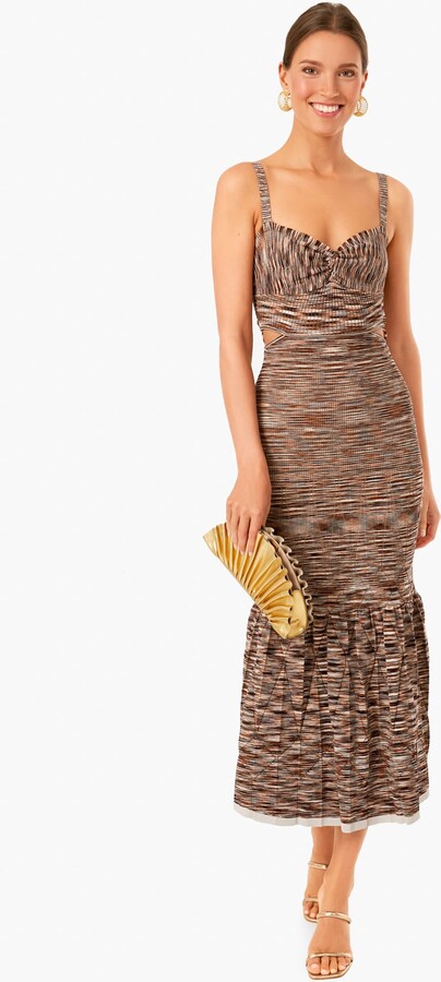 SIMKHAI Chocolate Multi Shania Pleated Space Dye Maxi Dress - ShopStyle