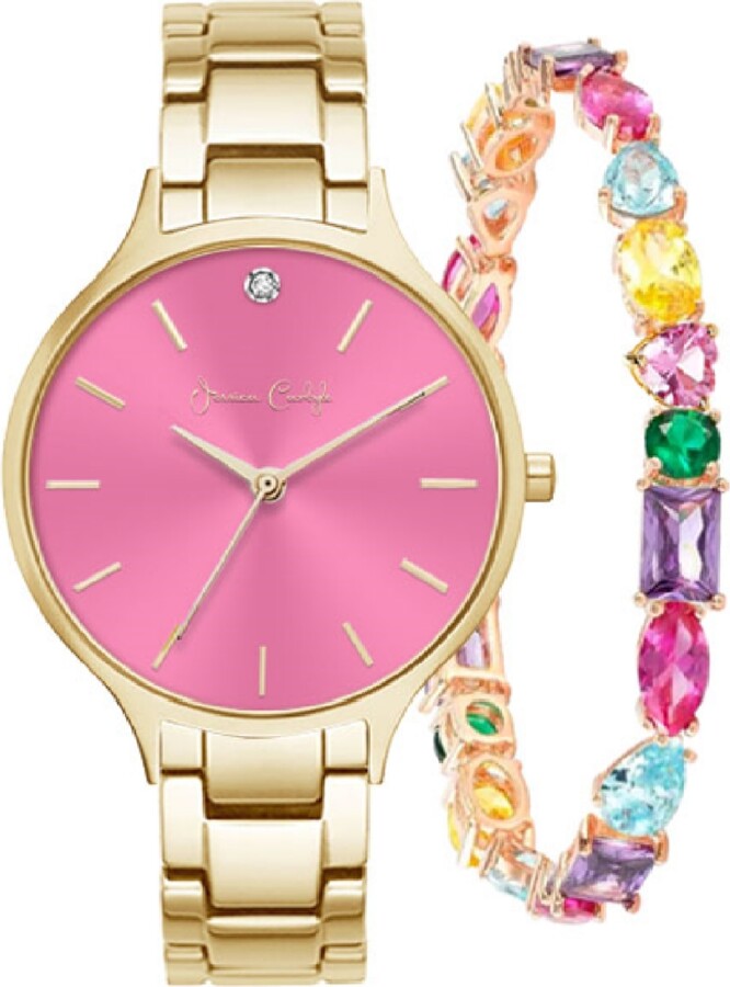 Jessica Carlyle Women's Quartz Gold-Tone Alloy Bracelet Watch 36mm Gift ...