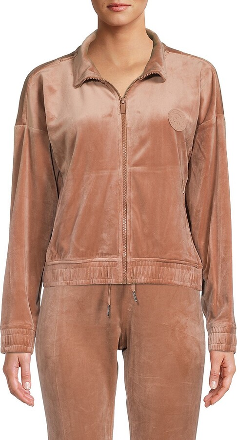Calvin Klein Velour Zip Up Track Jacket - ShopStyle