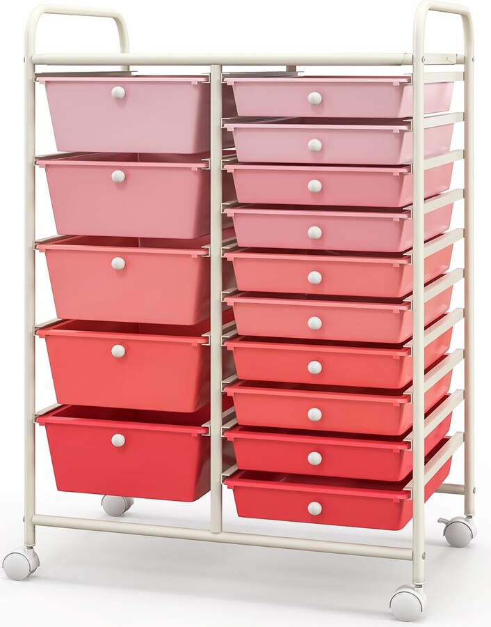 COSTWAYUS 15 Drawer Rolling Storage Cart - ShopStyle Home Office