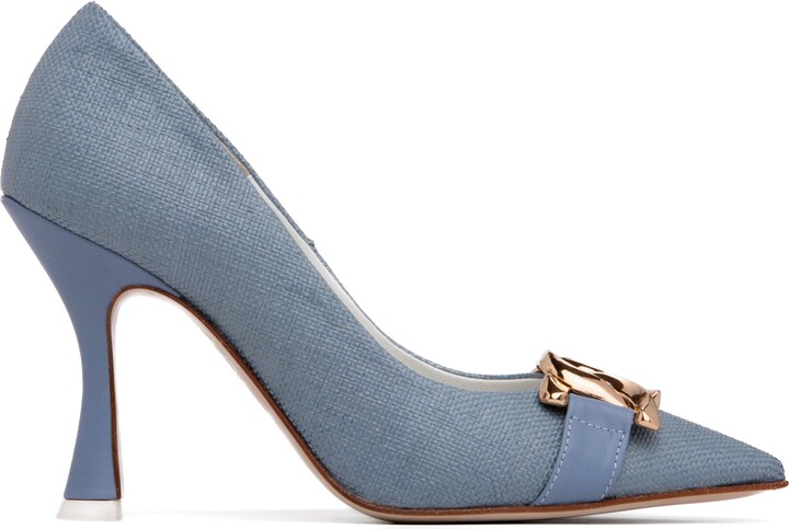 Beautiisoles by Robyn Shreiber - Fiorenza Blue Leather Pump - ShopStyle ...