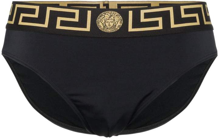 Versace Greek key logo swim trunks - ShopStyle
