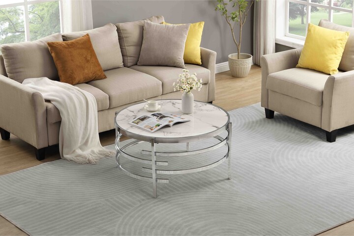 VANTOUL Chrome Metal Frame Coffee Table with Sintered Stone Top,Easy ...