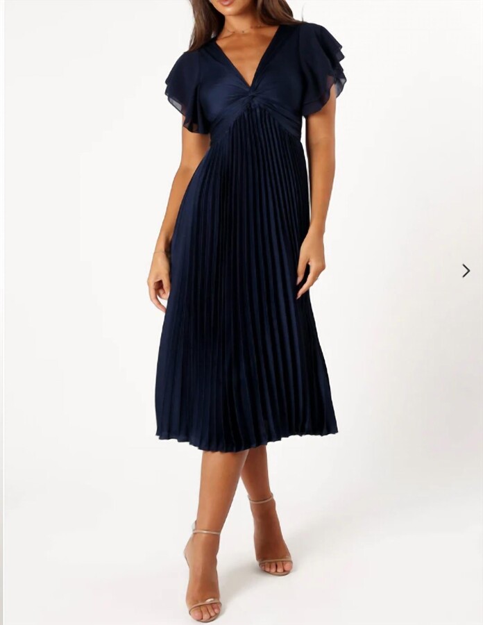 Petal & Pup Nova Flutter Sleeve Dress In Navy - ShopStyle