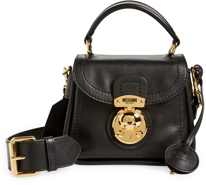 Moschino Teddy Lock Leather Top Handle Bag - ShopStyle