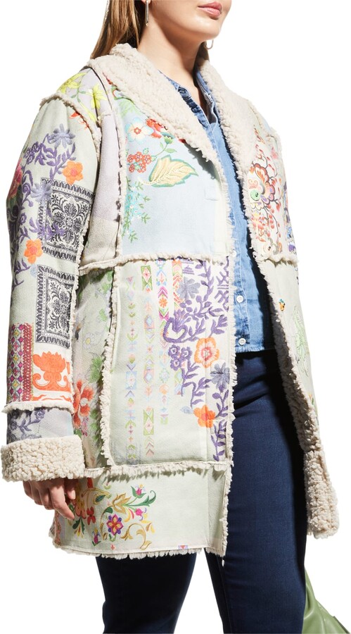 Johnny Was Plus Size Gigianna Floral-Print Suede Jacket - ShopStyle