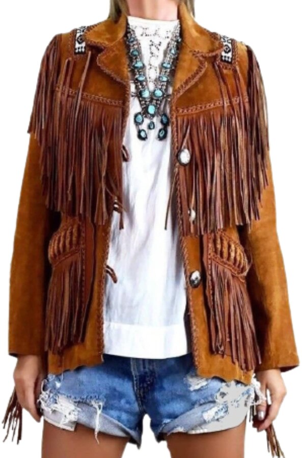 Toor Traders Handmade Vintage Style Brown Western Women's Real Suede ...