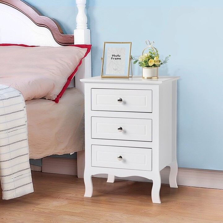 LivEditor Country Style 3-Drawer Night Stand, Bedside Table with Wood ...