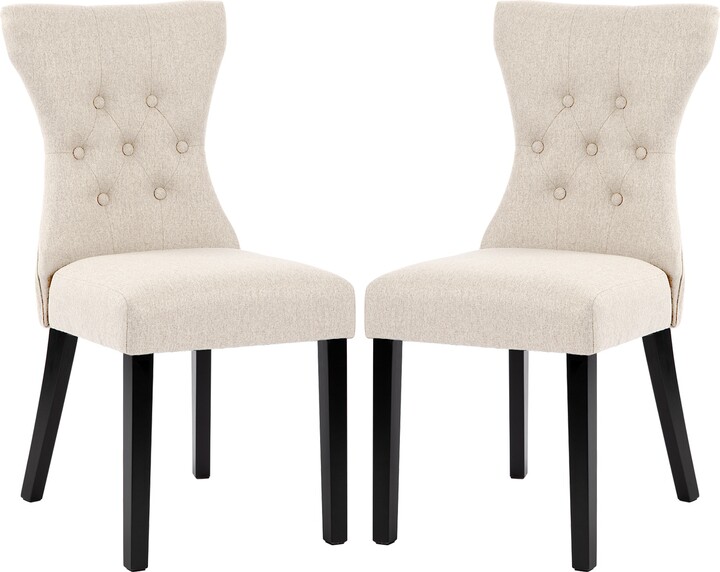Lucky Monet Linen Upholstered Tufted High Back Dining Chairs - ShopStyle