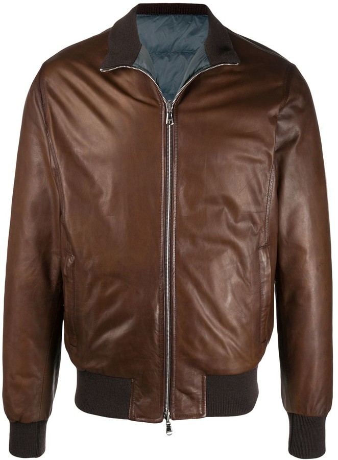 Barba Leather Bomber Jacket - ShopStyle