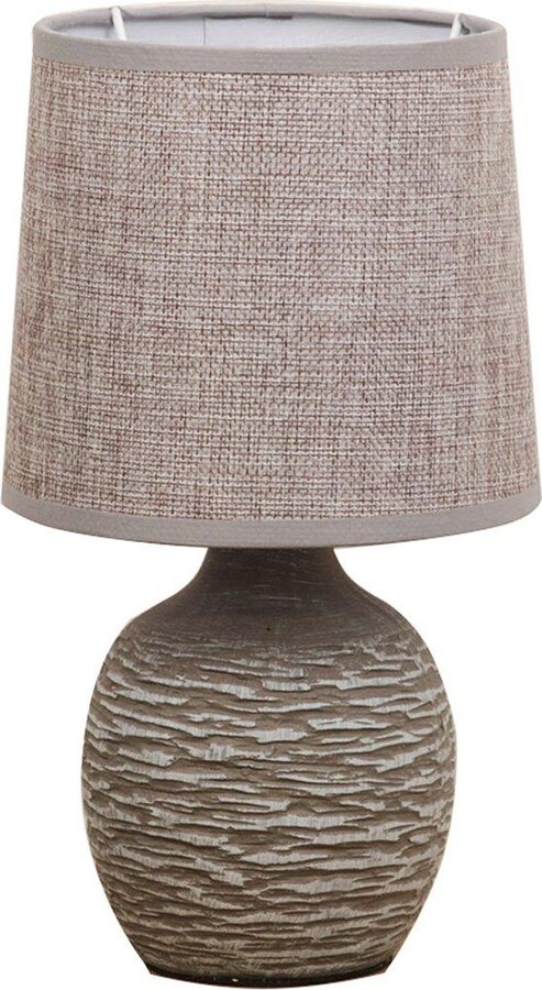 Hestia Dark Grey Textured Cement Finish Lamp with Grey Linen Shade ...