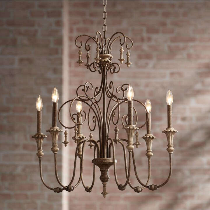 Kathy Ireland Bronze Beige Chandelier Lighting 28" Wide Rustic French ...