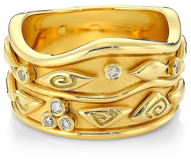 Temple St. Clair Nature Deconstructed Wave 18K Yellow Gold & Diamond ...