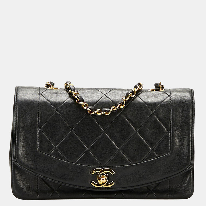 Chanel Black Leather Diana Flap Crossbody Bag - ShopStyle