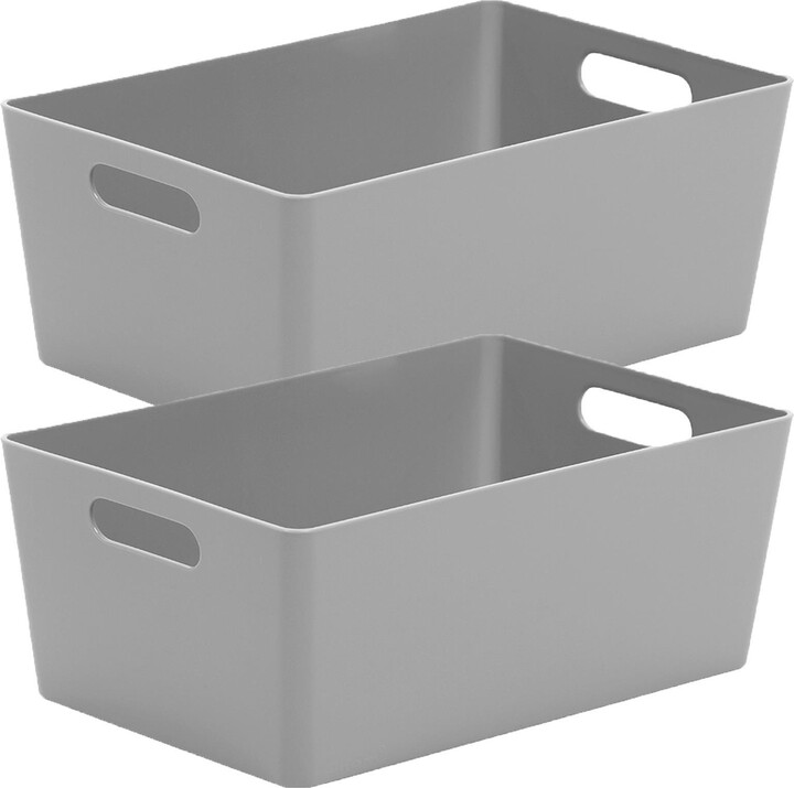 Wham Plastic 2 x 11.5L Storage Container Tub Clothing Organiser Office ...