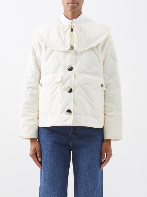 Ganni Ruffled-edge Quilted Recycled-ripstop Jacket - ShopStyle