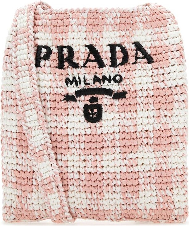 Prada Logo-Embroidered Houndstooth-Pattern Shoulder Bag - ShopStyle