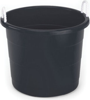 Homz 17 Gal Plastic Open Storage Round Utility Tub with Handles, Black ...