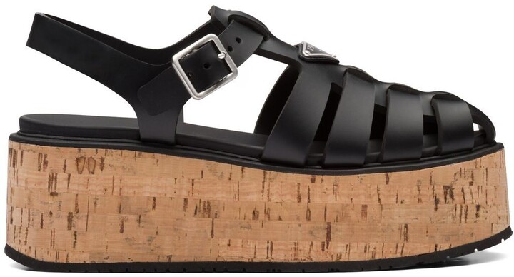 Prada Platform Wedge Sandals - ShopStyle