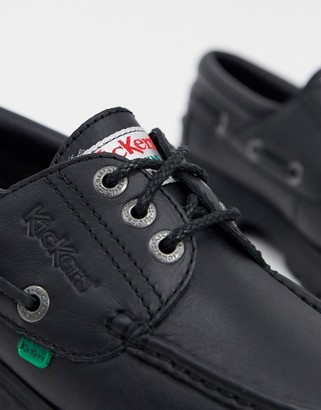 Kickers lennon boat shoes in black leather - ShopStyle