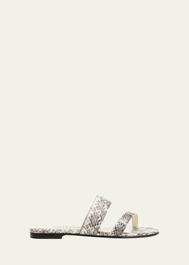 Manolo Blahnik Serrato Snakeskin Dual-Band Flat Sandals - ShopStyle