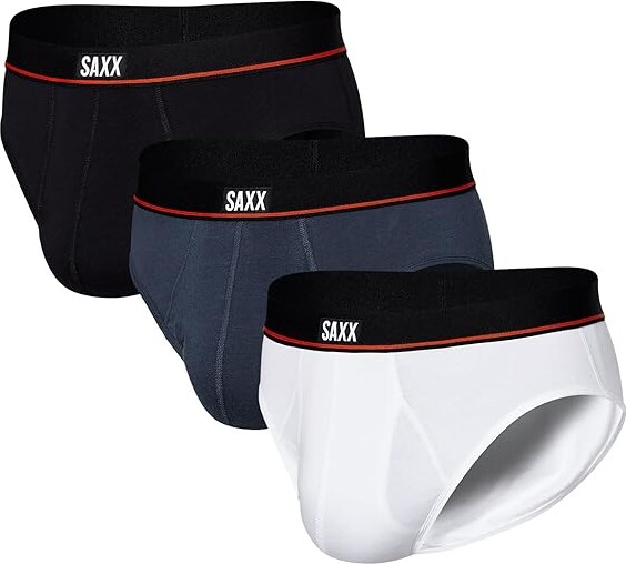 SAXX UNDERWEAR Non-Stop Stretch Cotton Brief Fly 3-Pack (Black/Deep ...