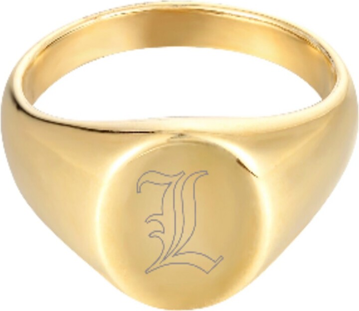 SEOL + GOLD - 22Ct Gold Vermeil Old English Engraved Initial Rounded ...