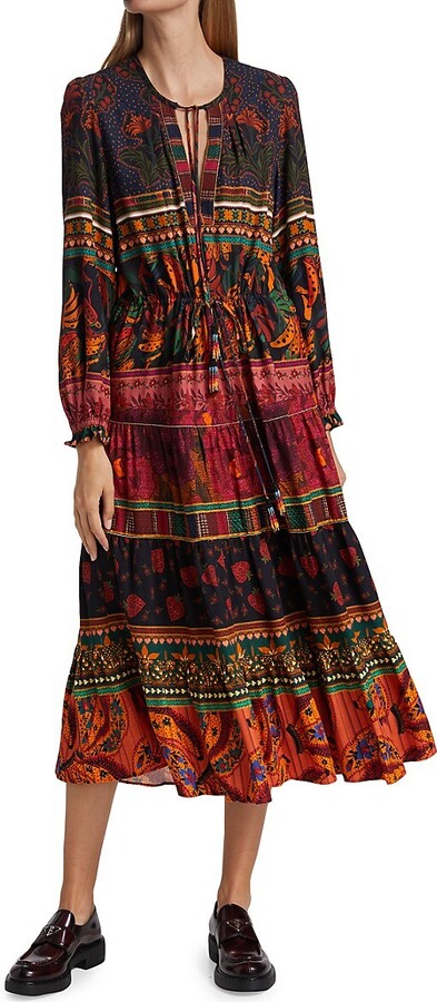 Farm Rio Mixed Patchwork Midi Dress - ShopStyle